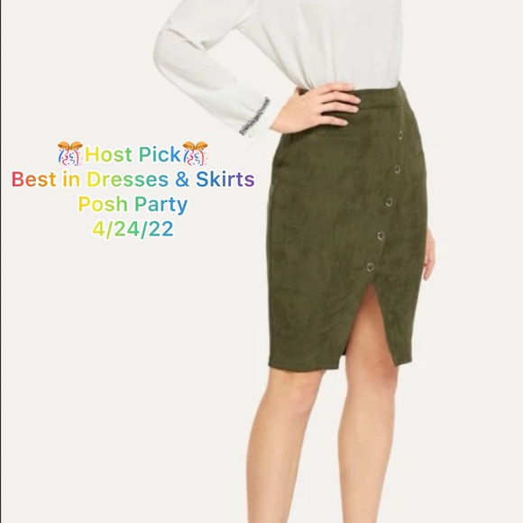 Skirts | Overlap Split Front Suede Skirt | Poshmark